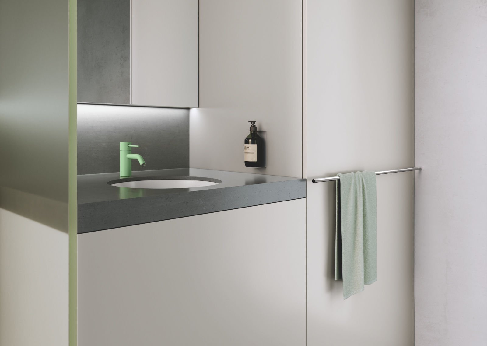 Meta Tek Delikli Lavabo Bataryası, Pastel Yeşil